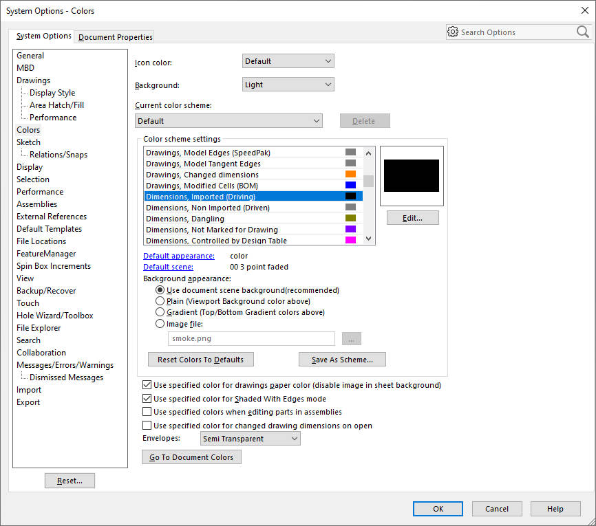Why are SOLIDWORKS Dimensions Yellow?