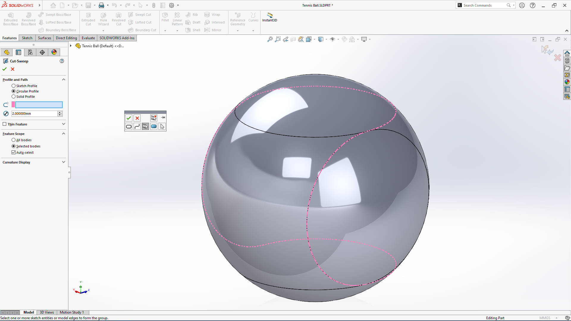 Advanced SOLIDWORKS Tutorial: How to Make a Tennis Ball in SOLIDWORKS
