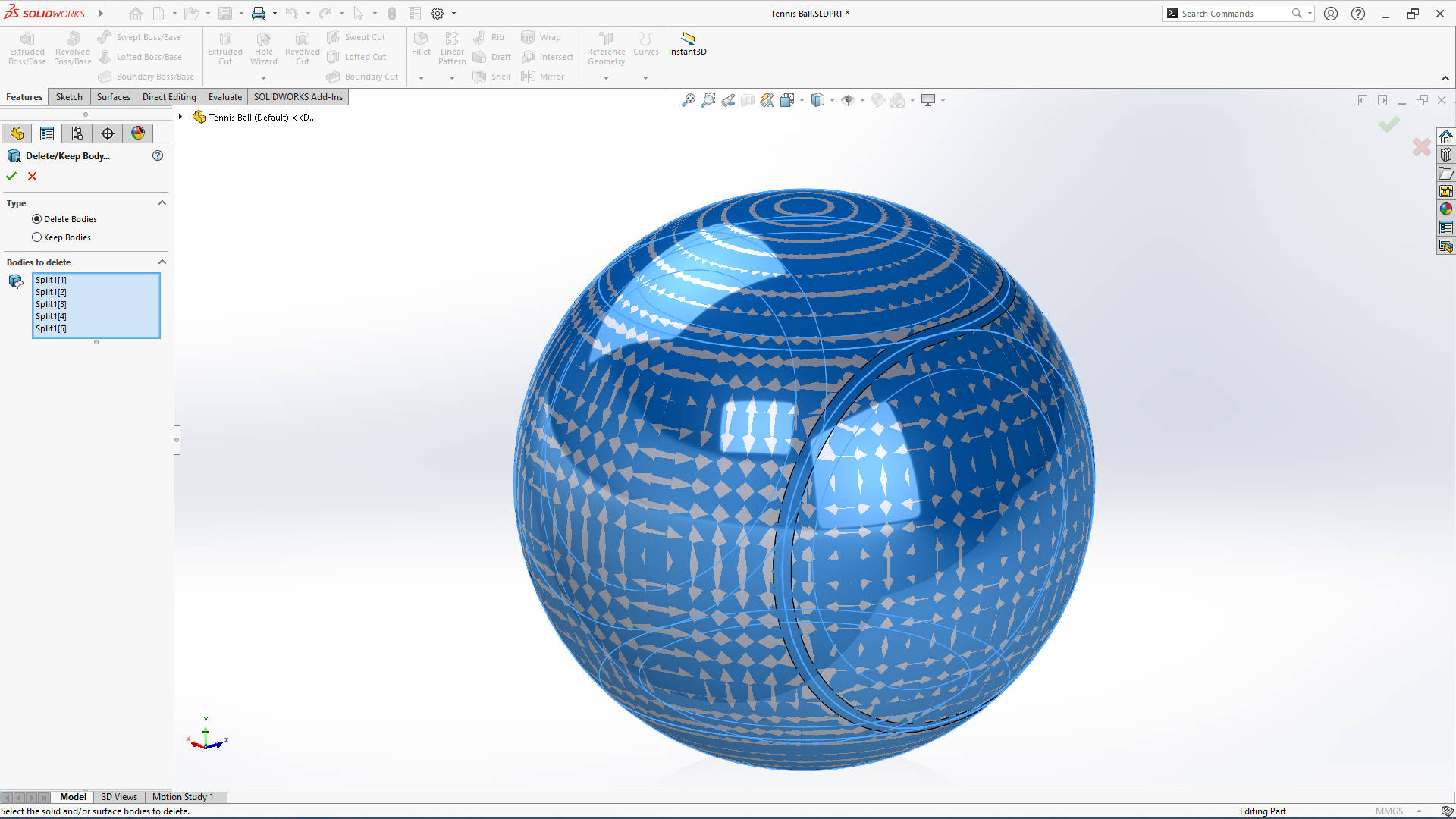 Advanced SOLIDWORKS Tutorial: How to Make a Tennis Ball in SOLIDWORKS