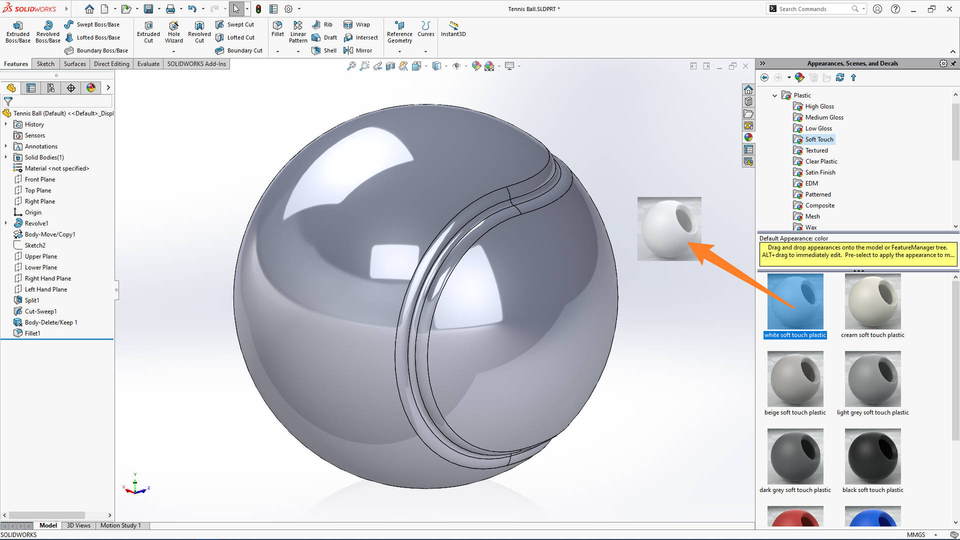 Advanced SOLIDWORKS Tutorial: How to Make a Tennis Ball in SOLIDWORKS