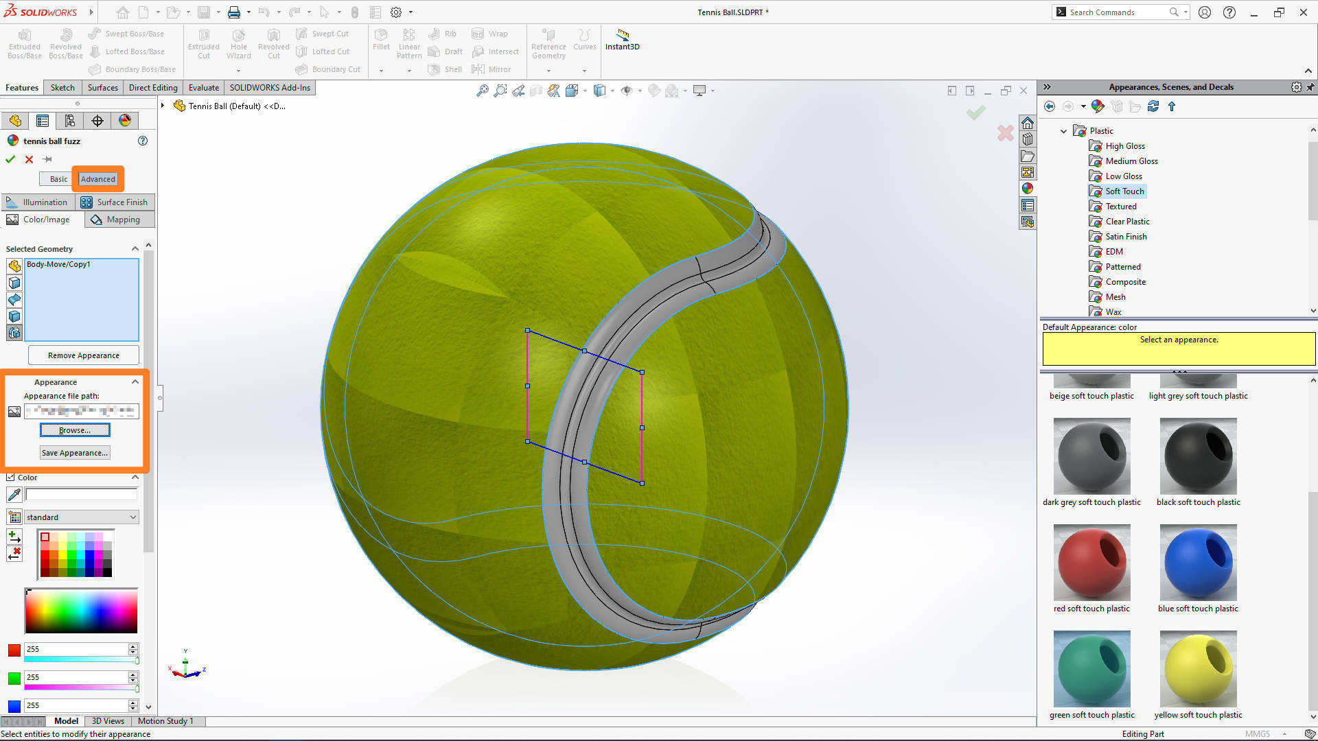 Advanced SOLIDWORKS Tutorial: How to Make a Tennis Ball in SOLIDWORKS