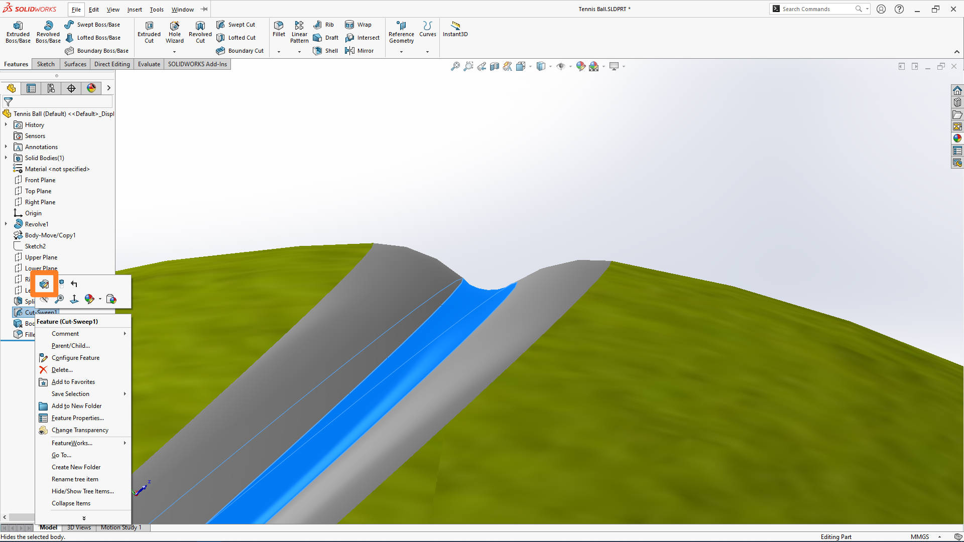 Advanced SOLIDWORKS Tutorial: How to Make a Tennis Ball in SOLIDWORKS