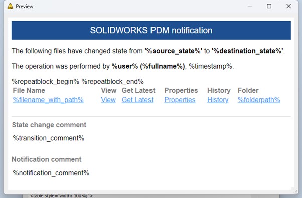 Data Management: How to Customise Notification Templates in SOLIDWORKS