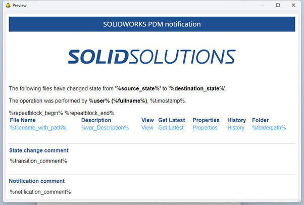 Data Management: How to Customise Notification Templates in SOLIDWORKS