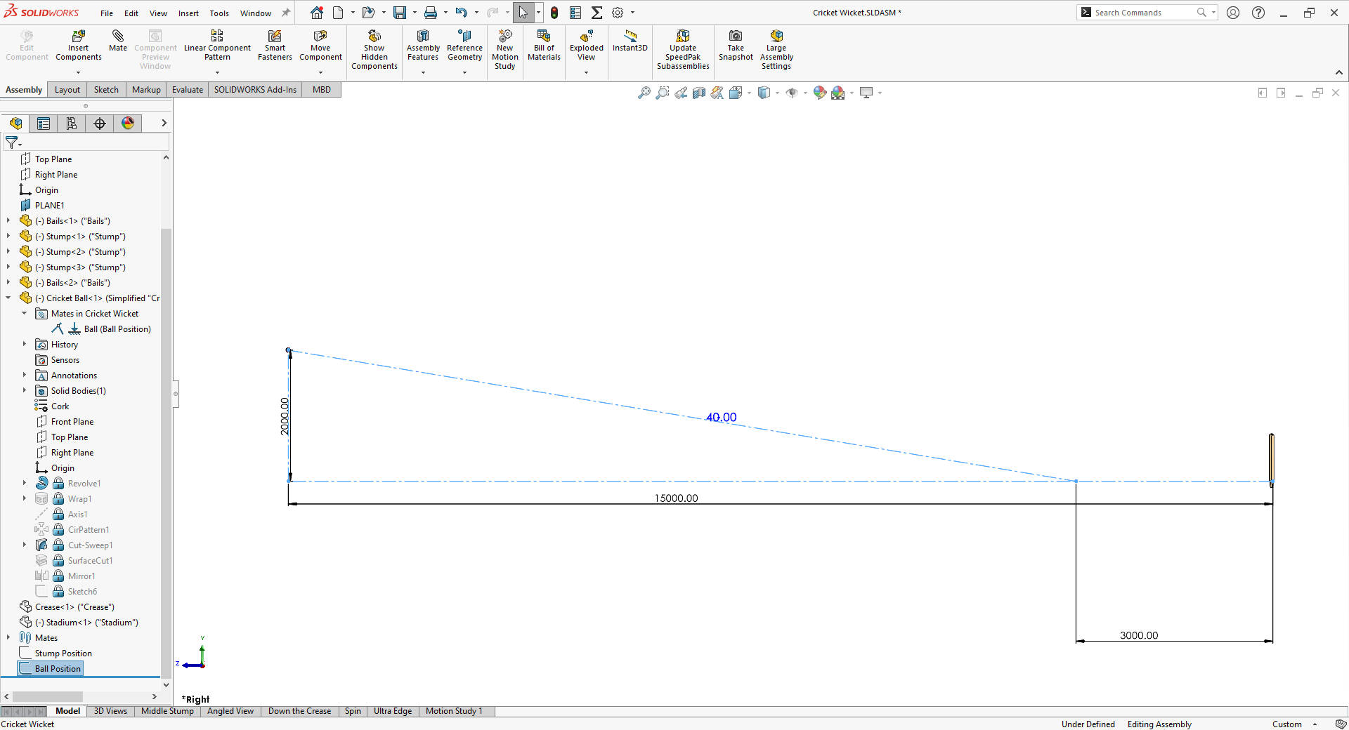 Calculating the Trajectory of a Cricket Ball with SOLIDWORKS Motion